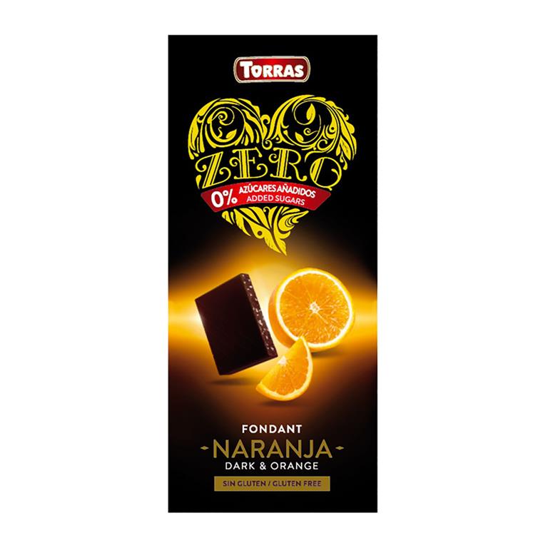 CHOCOLATE NEGRO CON NARANJA ZERO, 125 g - TORRAS – UGARIA