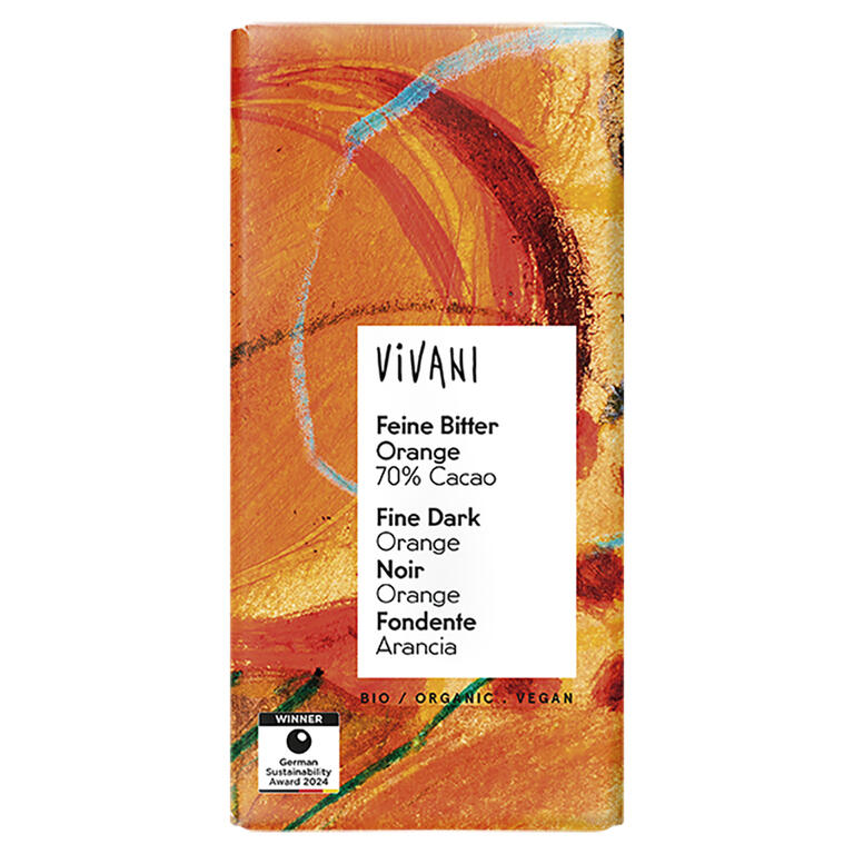 VIVANI - CHOCOLATE NEGRO 70% CON NARANJA BIO, 100 g – UGARIA